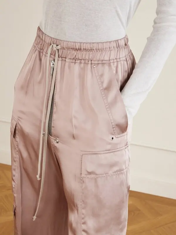 Rick Owens Cargobelas Charmeuse Wide-leg Pants