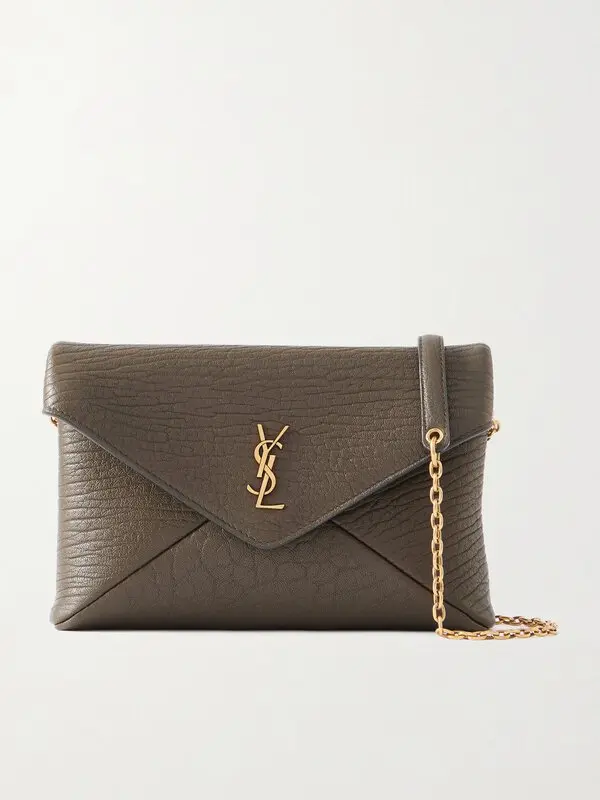 Saint Laurent Cassandre Textured-leather Shoulder Bag - Brown