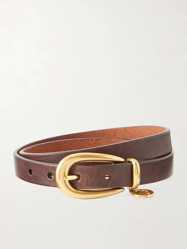 Saint Laurent Cassandre-embellished Leather Belt