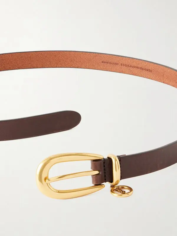 Saint Laurent Cassandre Embellished Leather Belt - Brown