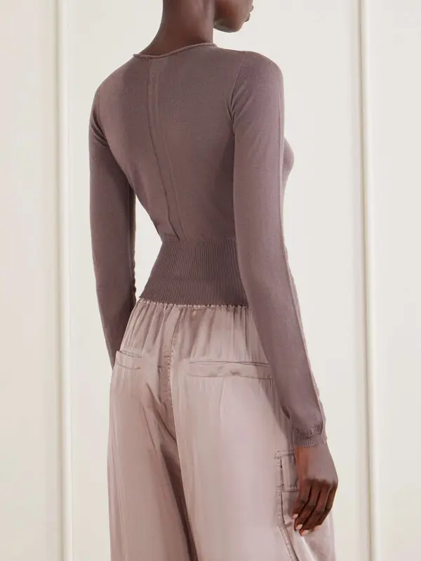Rick Owens Cropped Cut-out Virgin Wool Sweater