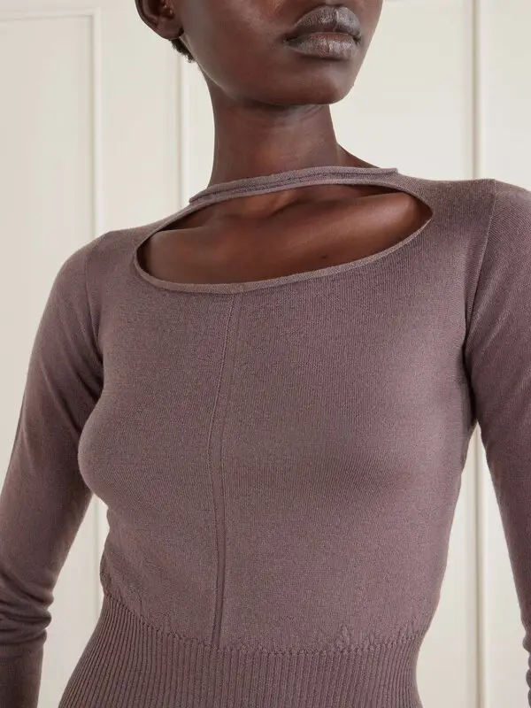 Rick Owens Cropped Cut-out Virgin Wool Sweater