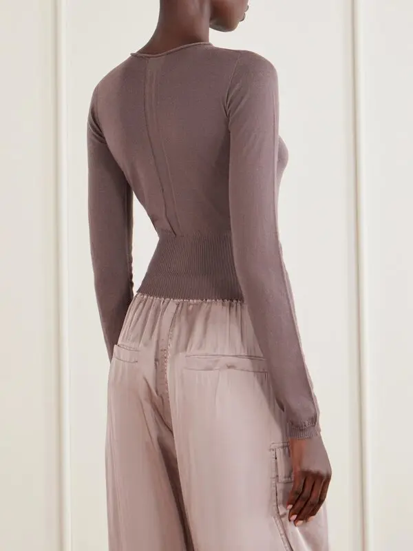 Rick Owens Cropped Virgin Wool Cut-out Sweater - Purple