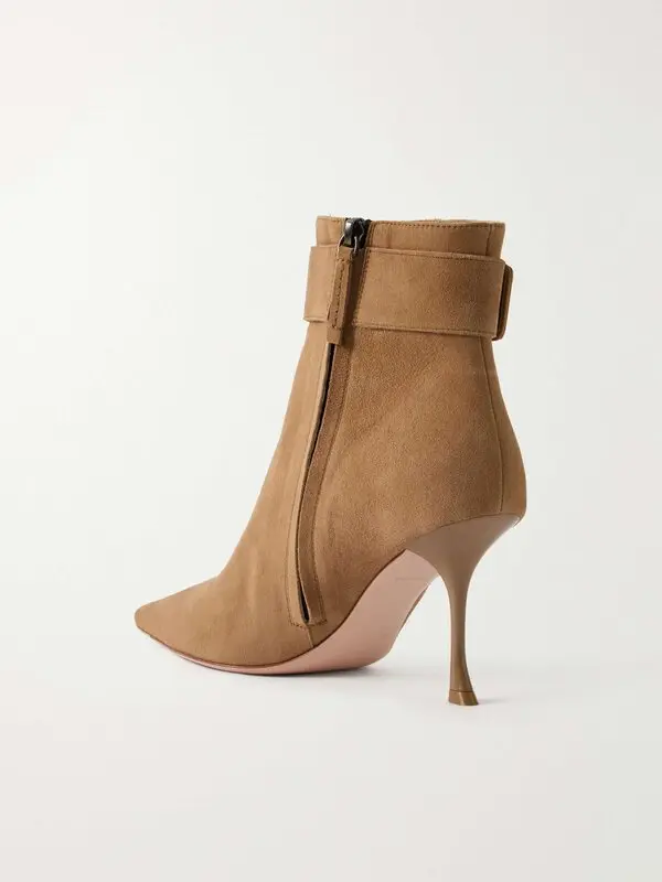 ROGER VIVIER Viv Ville 85 Suede Ankle Boots - Tan