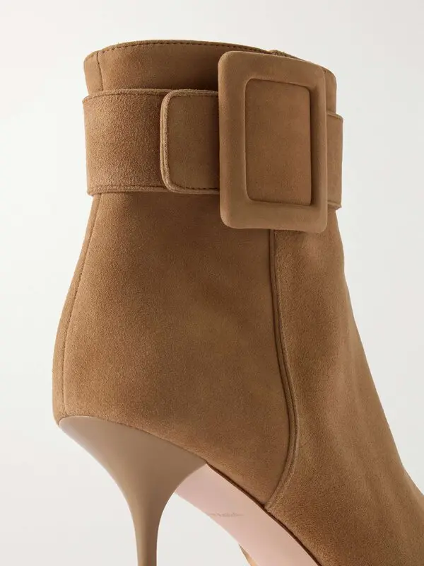 ROGER VIVIER Viv Ville 85 Suede Ankle Boots - Tan