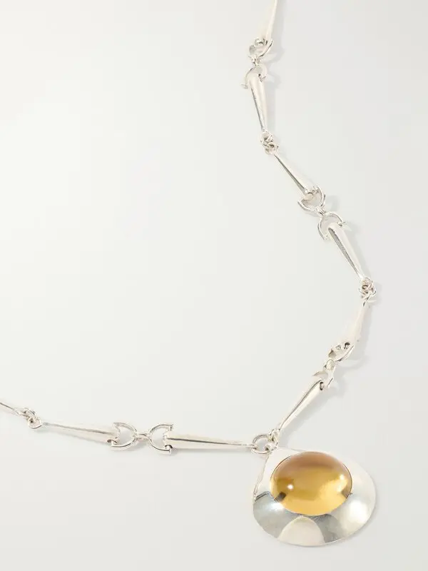 LOREN STEWART Sterling Silver And Citrine Necklace - Yellow