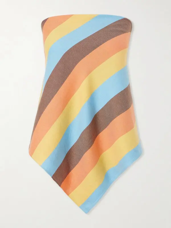MARRAKSHI LIFE Striped Cotton-blend Strapless Top - Orange