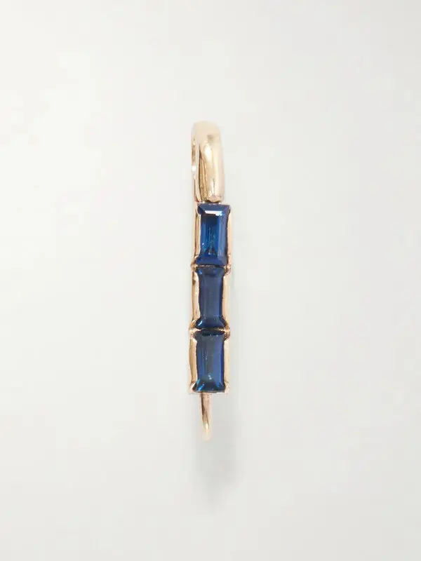 LOREN STEWART 14 Karat And Sapphire Safety Pin Earring - Gold