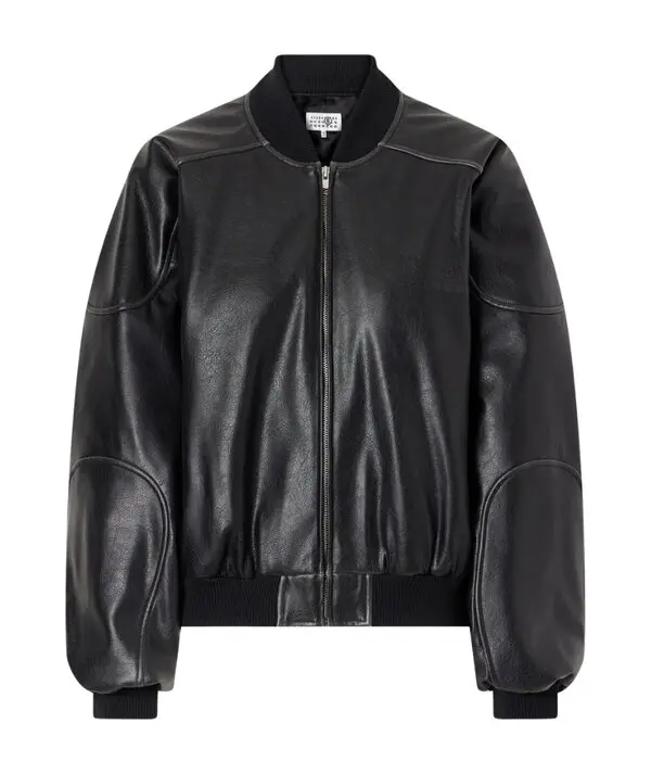 MAISON MARGIELA Leather-effect Bomber Jacket - Black