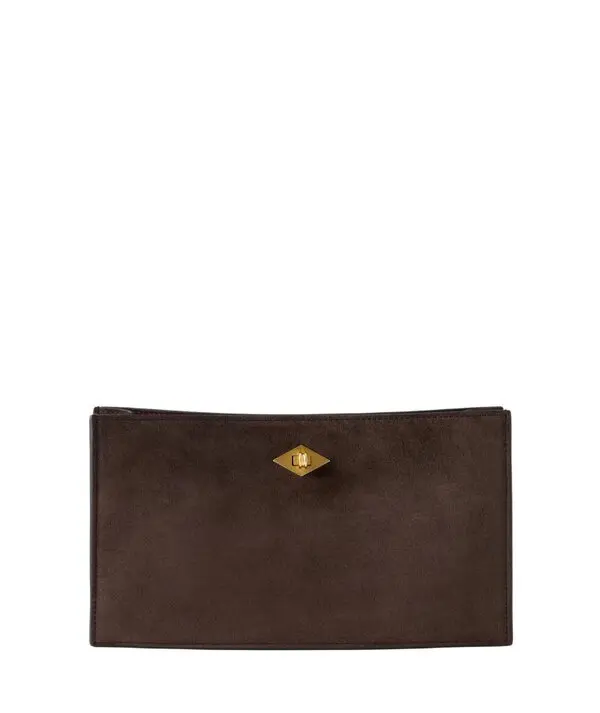 METIER Ease Suede Clutch With Detachable Shoulder Strap
