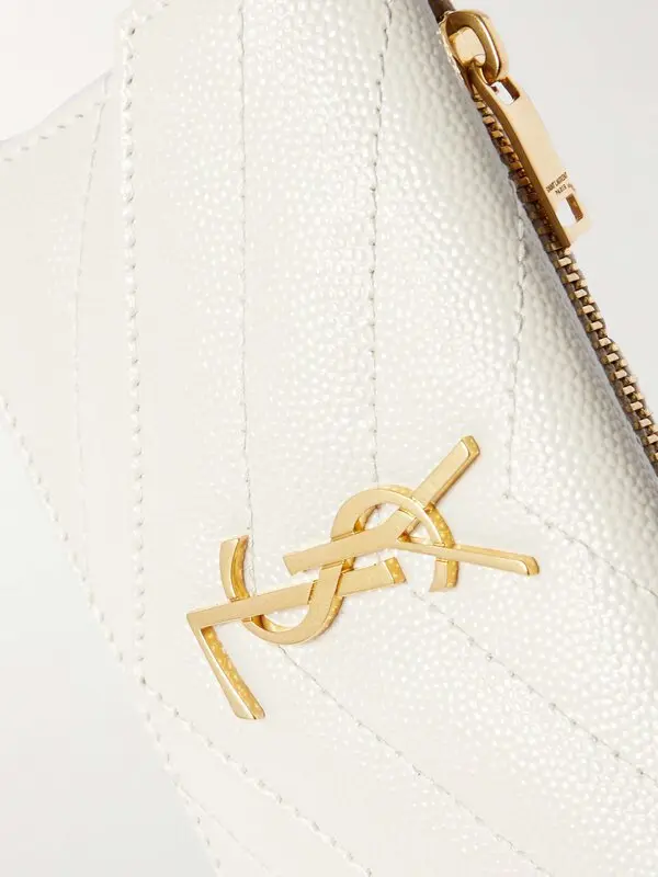 Saint Laurent Cassandre Quilted Textured-leather Wallet