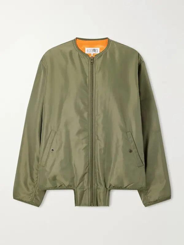 MAISON MARGIELA Oversized Shell Bomber Jacket With Extended Hem - Green