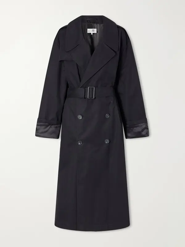 MAISON MARGIELA Cotton Gabardine Trench Coat - Black