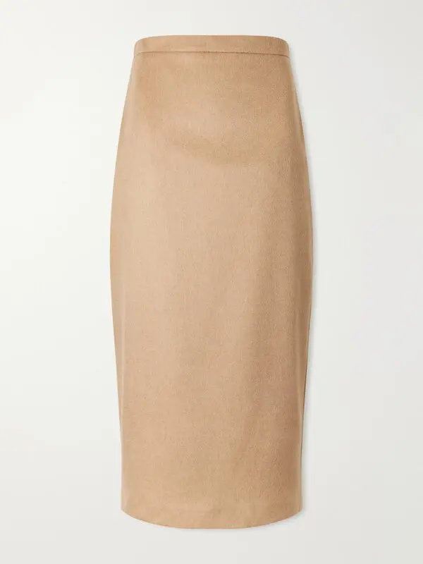 Max Mara Wool Pencil Midi Skirt - Brown