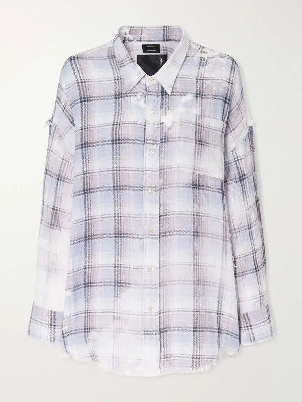 R13 Distressed Checked Crinkled-cotton Gauze Shirt