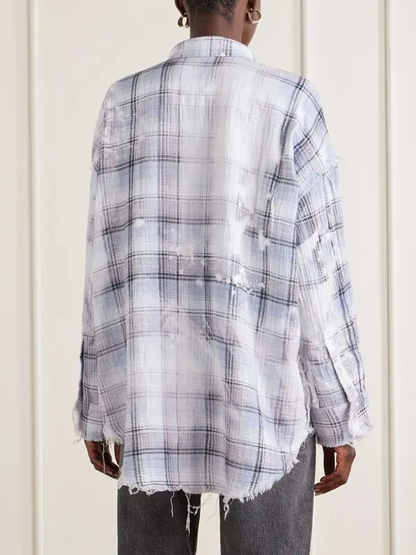 R13 Distressed Checked Crinkled-cotton Gauze Shirt