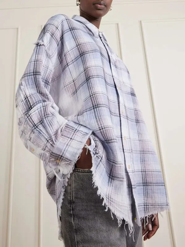 R13 Distressed Checked Crinkled-cotton Gauze Shirt