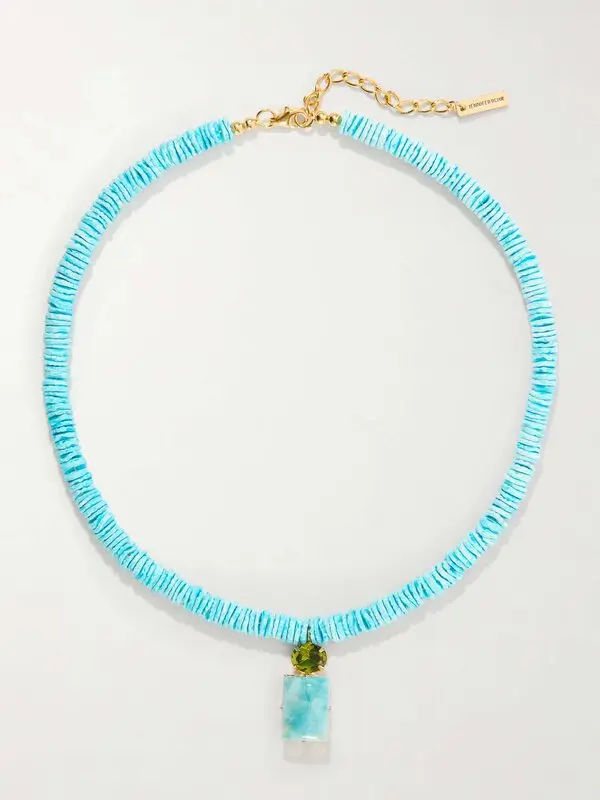 JENNIFER BEHR Alette Necklace With Larimar And Crystals - Turquoise