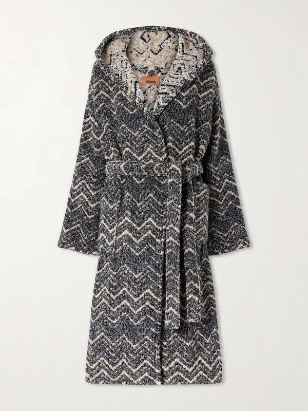 Missoni Azul Hooded Cotton Robe