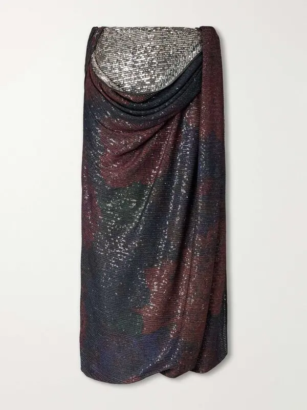 MAISON MARGIELA Sequined Satin Midi Skirt - Purple