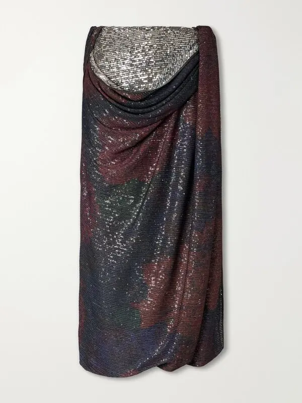 MAISON MARGIELA Sequined Draped Midi Skirt - Purple