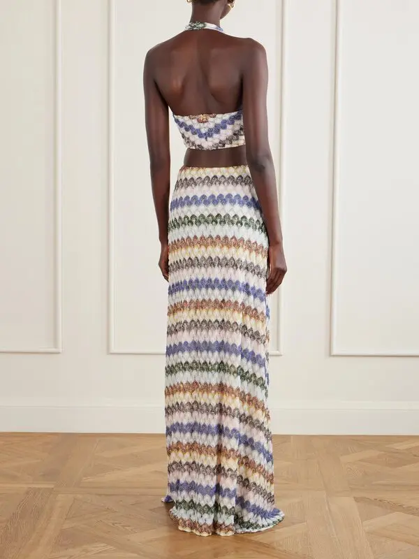 Missoni Striped Metallic Crochet Maxi Dress