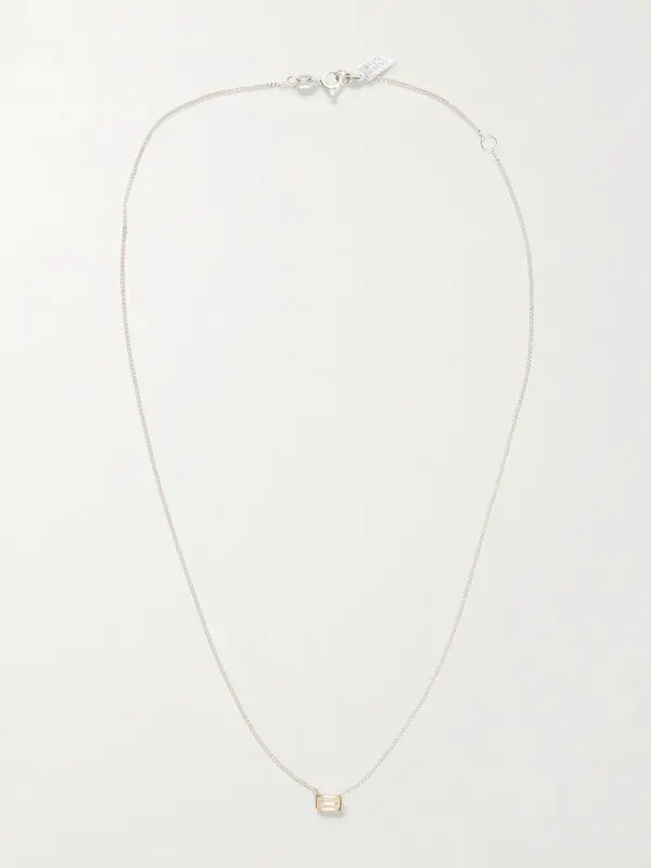 LOREN STEWART 14-karat Gold And Sterling Emerald Cut Diamond Necklace