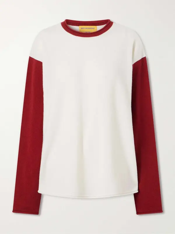 Guest In Residence Baseball Two-tone Cashmere Sweater