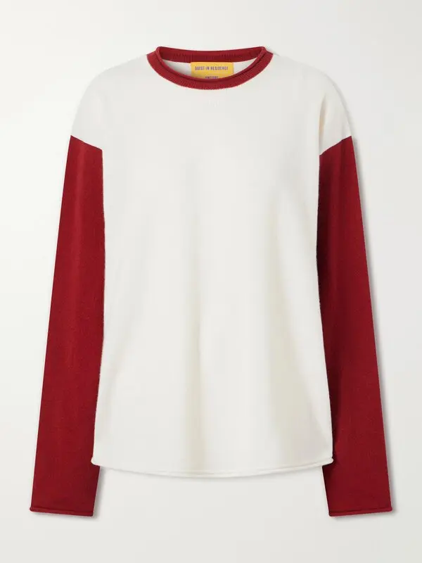 Guest In Residence Two-tone Cashmere Baseball Sweater - Neutrals