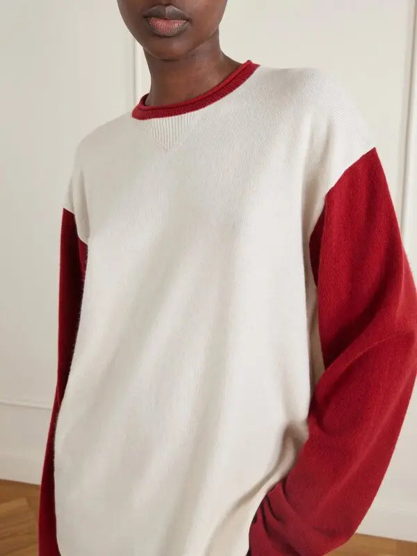 Guest In Residence Two-tone Cashmere Baseball Sweater - Neutrals