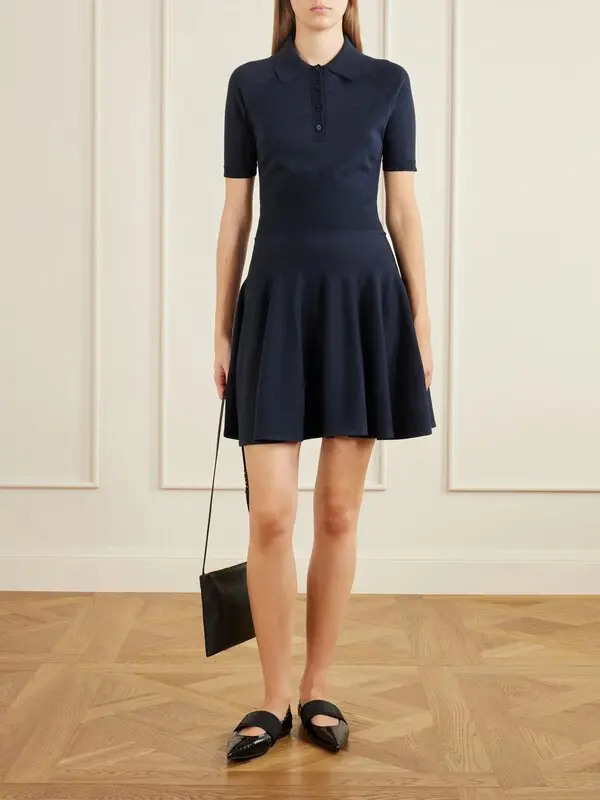 Givenchy Ribbed Cotton-blend Polo Dress - Blue
