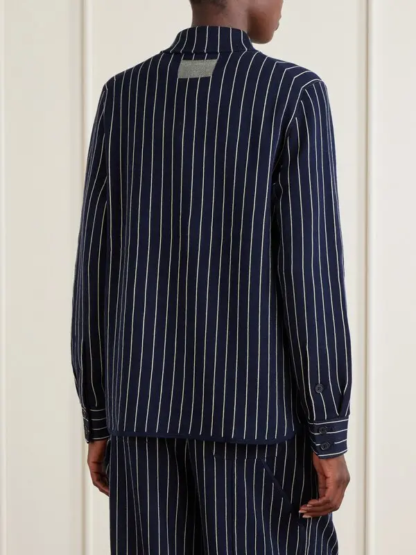 Guest In Residence Pinstriped Cotton And Silk-blend Shirt Cardigan