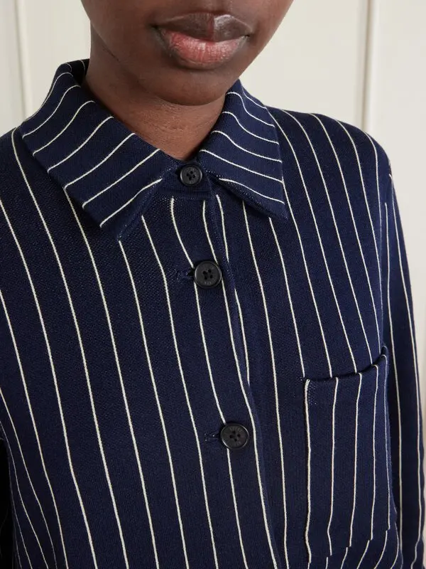 Guest In Residence Pinstriped Cotton And Silk-blend Shirt Cardigan