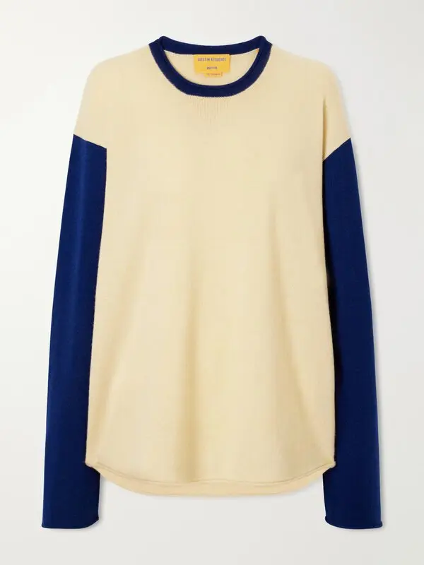 Guest In Residence Two-tone Cashmere Baseball Sweater - Yellow