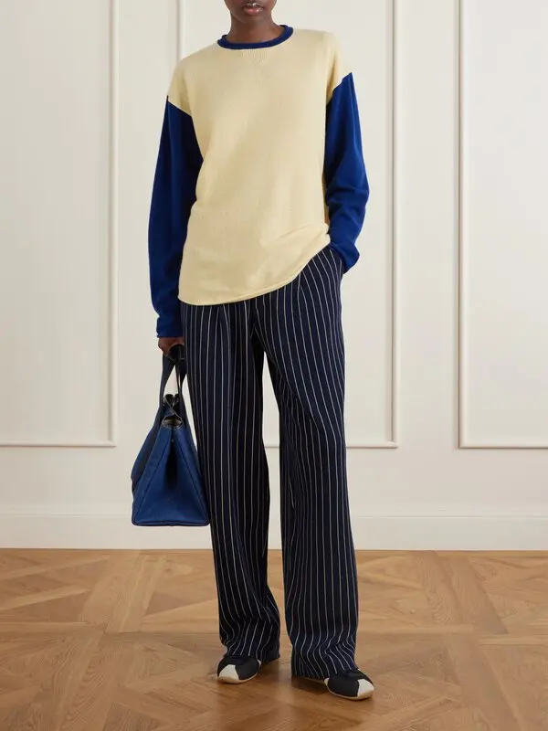 Guest In Residence Two-tone Cashmere Baseball Sweater - Yellow