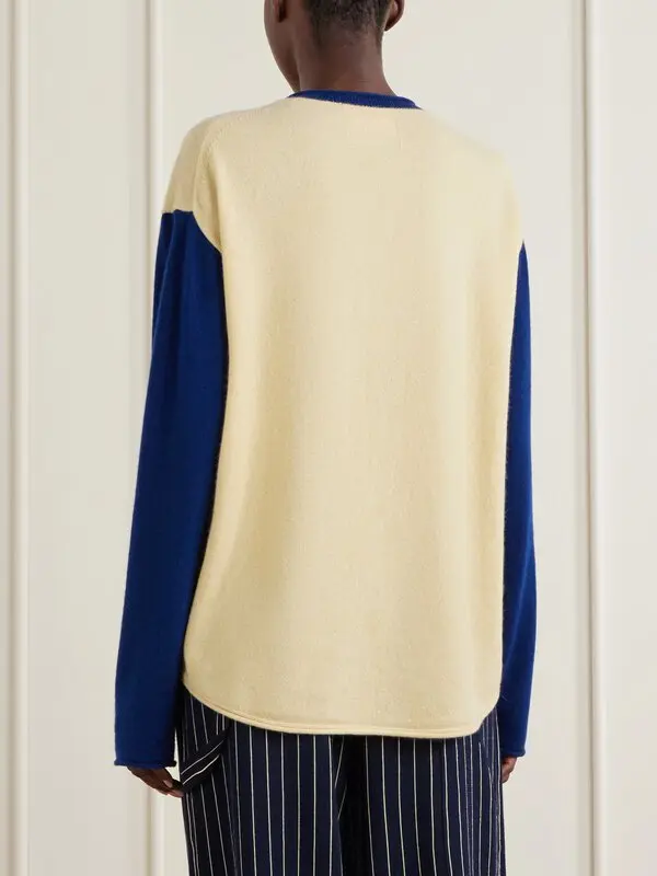 Guest In Residence Two-tone Cashmere Baseball Sweater - Yellow