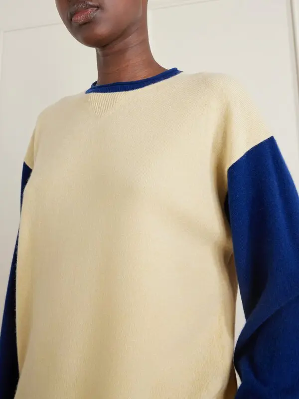Guest In Residence Two-tone Cashmere Baseball Sweater - Yellow