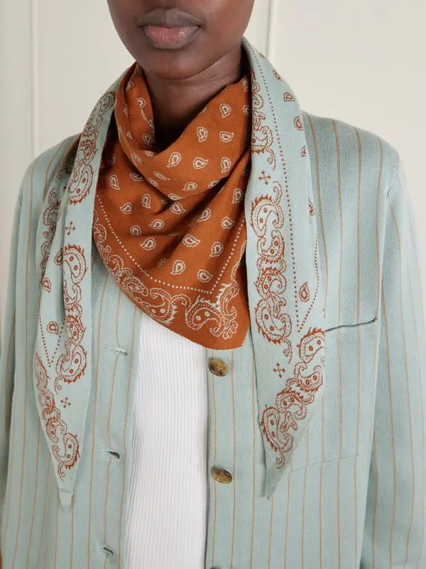 Guest In Residence The Wild Rag Cotton And Silk-blend Jacquard Scarf - Green