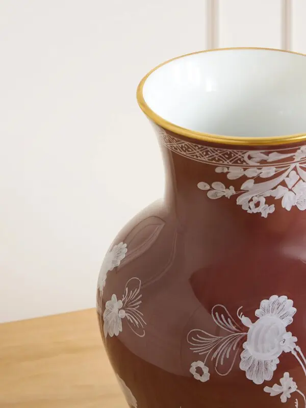 GINORI 1735 Oriente Italiano Porcelain Vase With Gold Accents