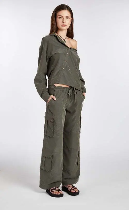 Sab Studio One Shoulder Asymmetric Button Up