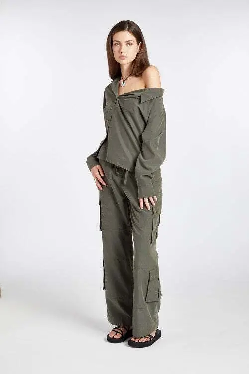 Sab Studio One Shoulder Asymmetric Button Up