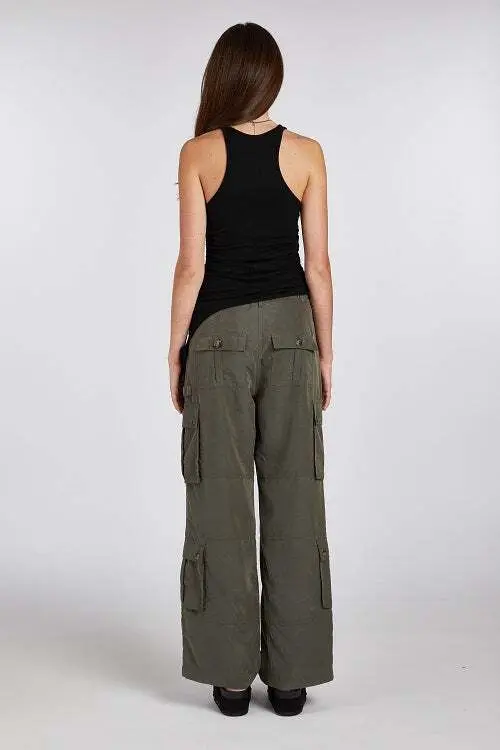 Sab Studio Asymmetric Ruched Racerback Tank Top