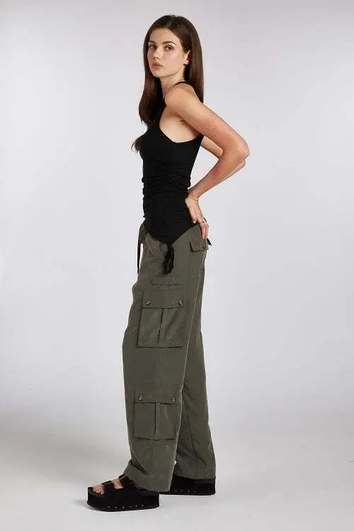 Sab Studio Asymmetric Ruched Racerback Tank Top