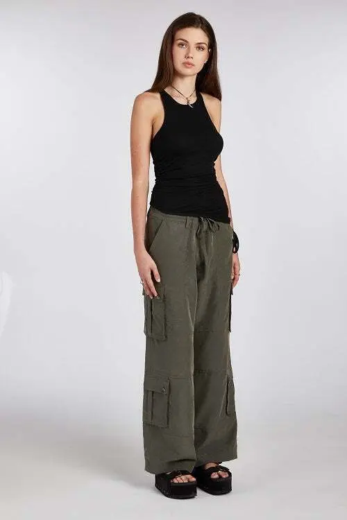 Sab Studio Asymmetric Ruched Racerback Tank Top