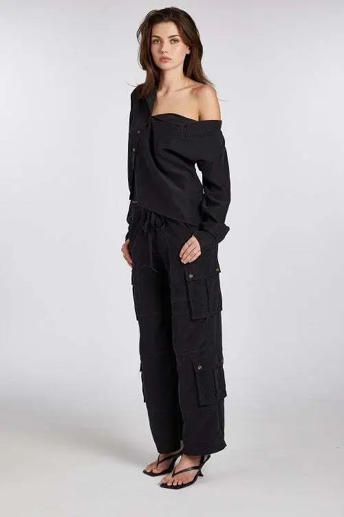 Sab Studio One Shoulder Asymmetric Button Up