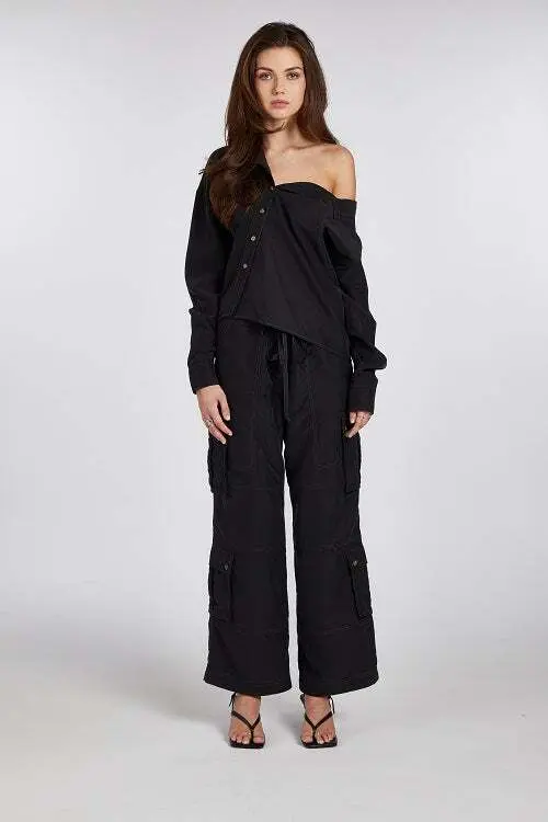 Sab Studio One Shoulder Asymmetric Button Up