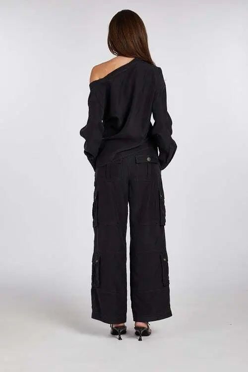 Sab Studio One Shoulder Asymmetric Button Up