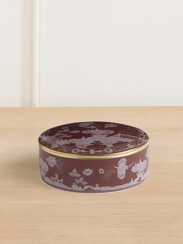 GINORI 1735 Oriente Italiano Gold-plated Porcelain Trinket Box - Brown