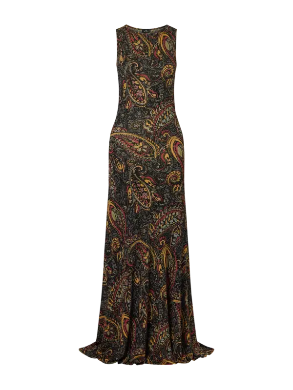 Etro Paisley-print Metallic Ribbed-knit Maxi Dress - Multicoloured