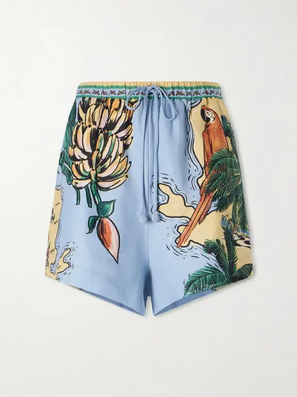 Farm Rio Beaches Path Linen-blend Shorts - Multi
